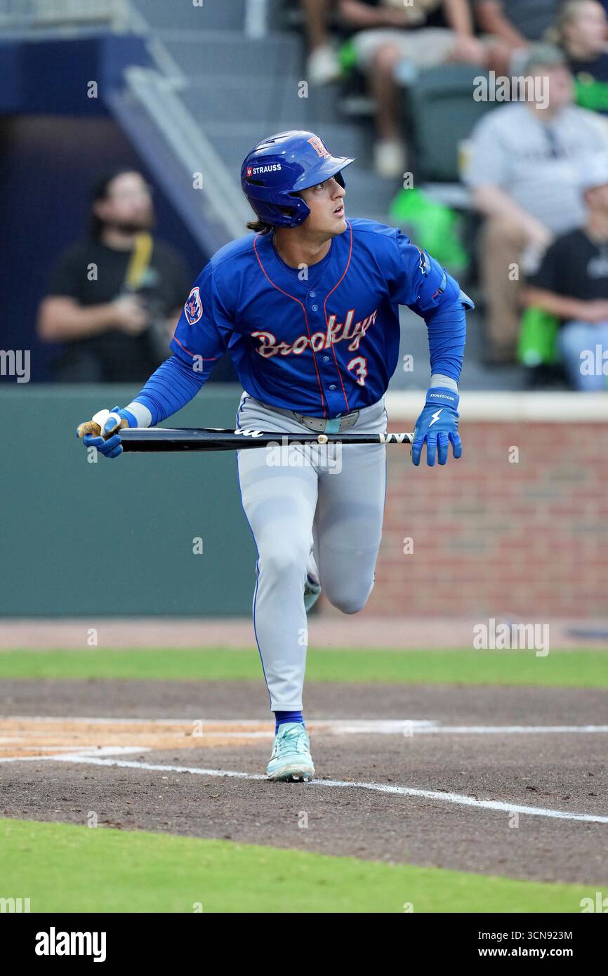 Colin Houck (3) of the Brooklyn Cyclones at bat in the South Atlantic ...