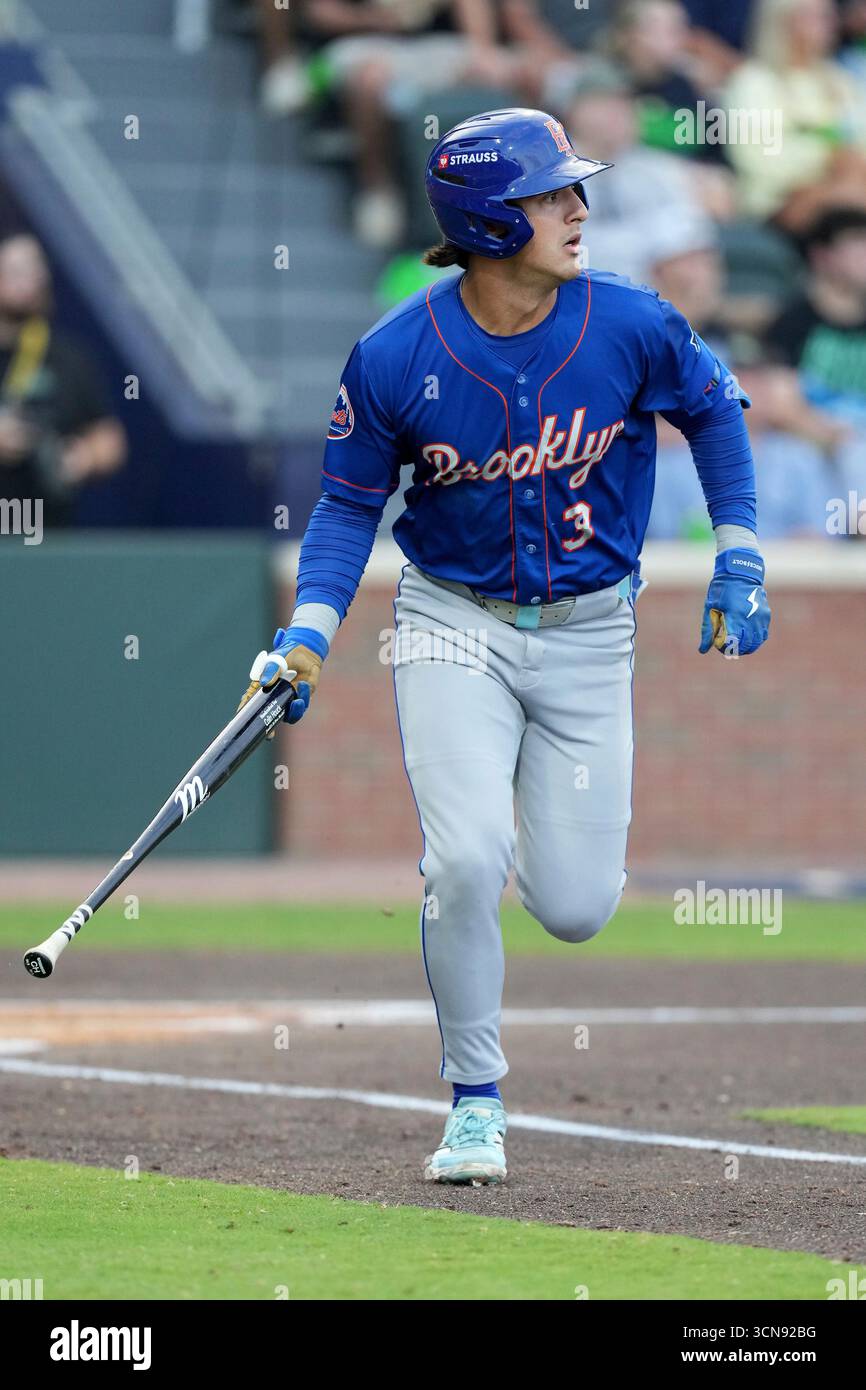 Colin Houck (3) of the Brooklyn Cyclones at bat in the South Atlantic ...