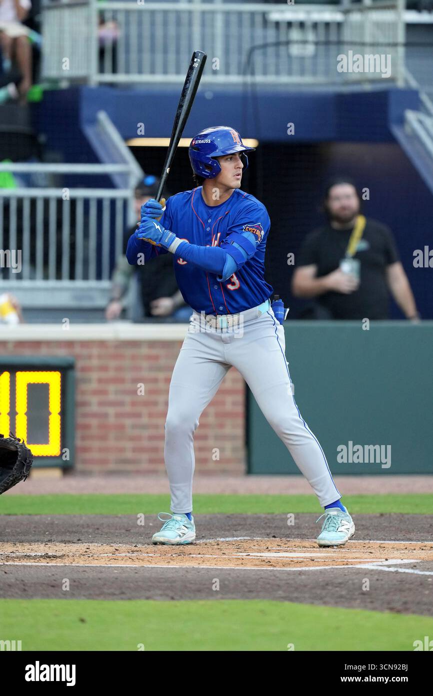 Colin Houck (3) of the Brooklyn Cyclones at bat in the South Atlantic ...