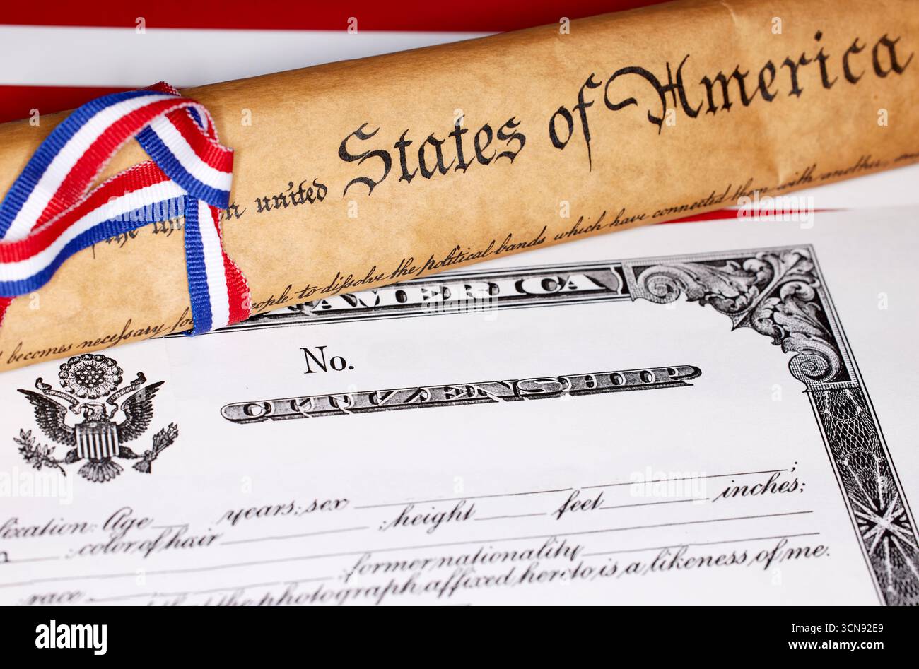 Certificate of Citizenship and Declaration of Independence Stock Photo ...