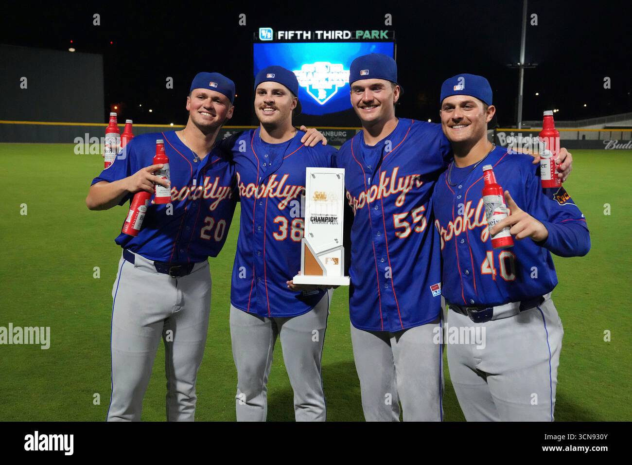 Brooklyn Cyclones Players Pose With The Trophy After Winning The South