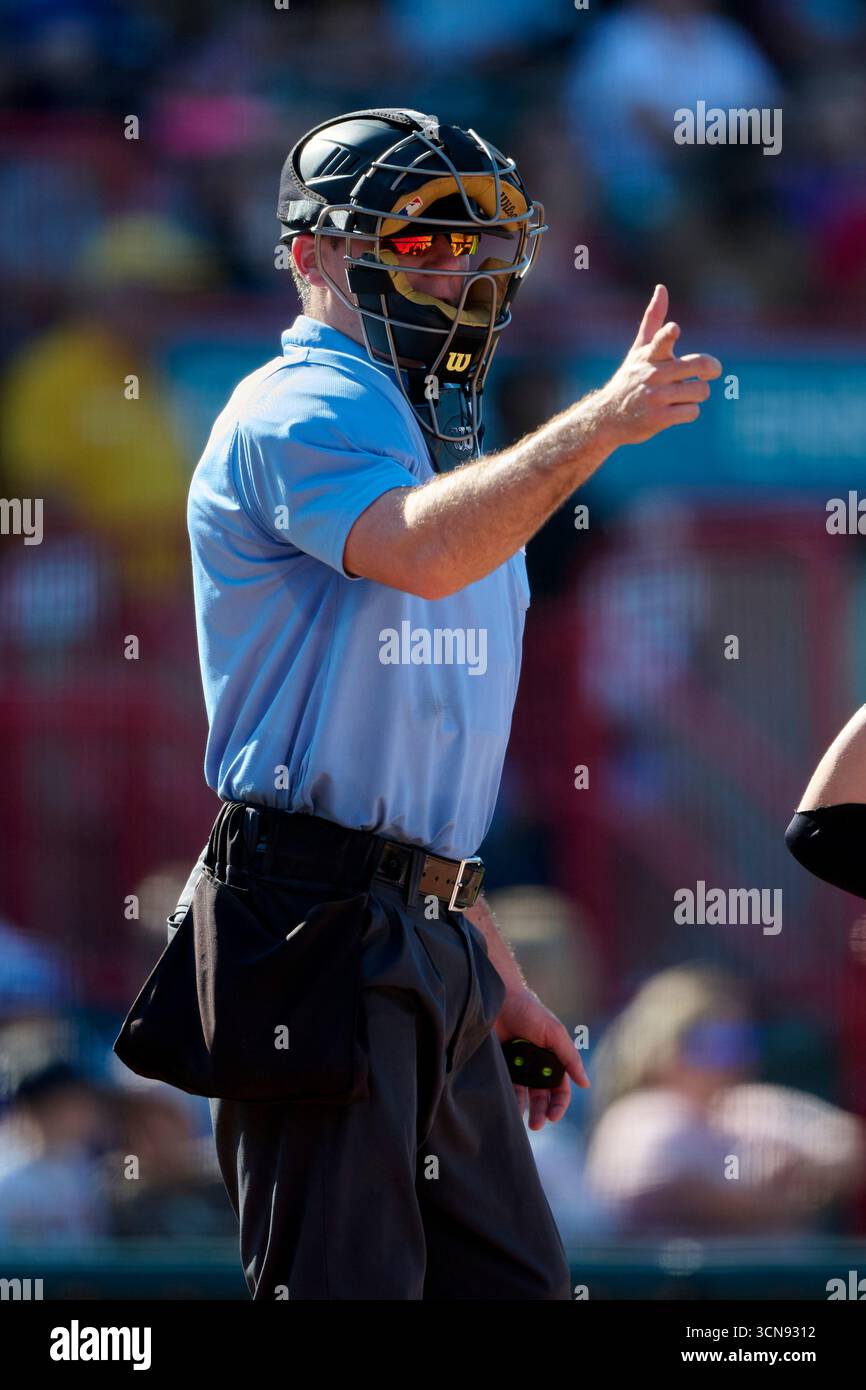 Umpire Ian Durkin calls a strike during an MiLB Eastern League baseball ...