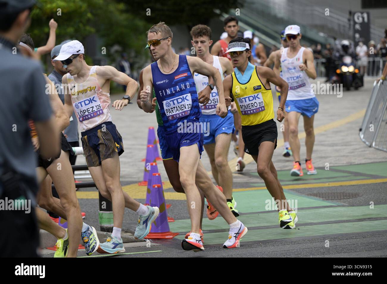 Aku Partanen of Finland competes during the men's 20 km race walk at ...