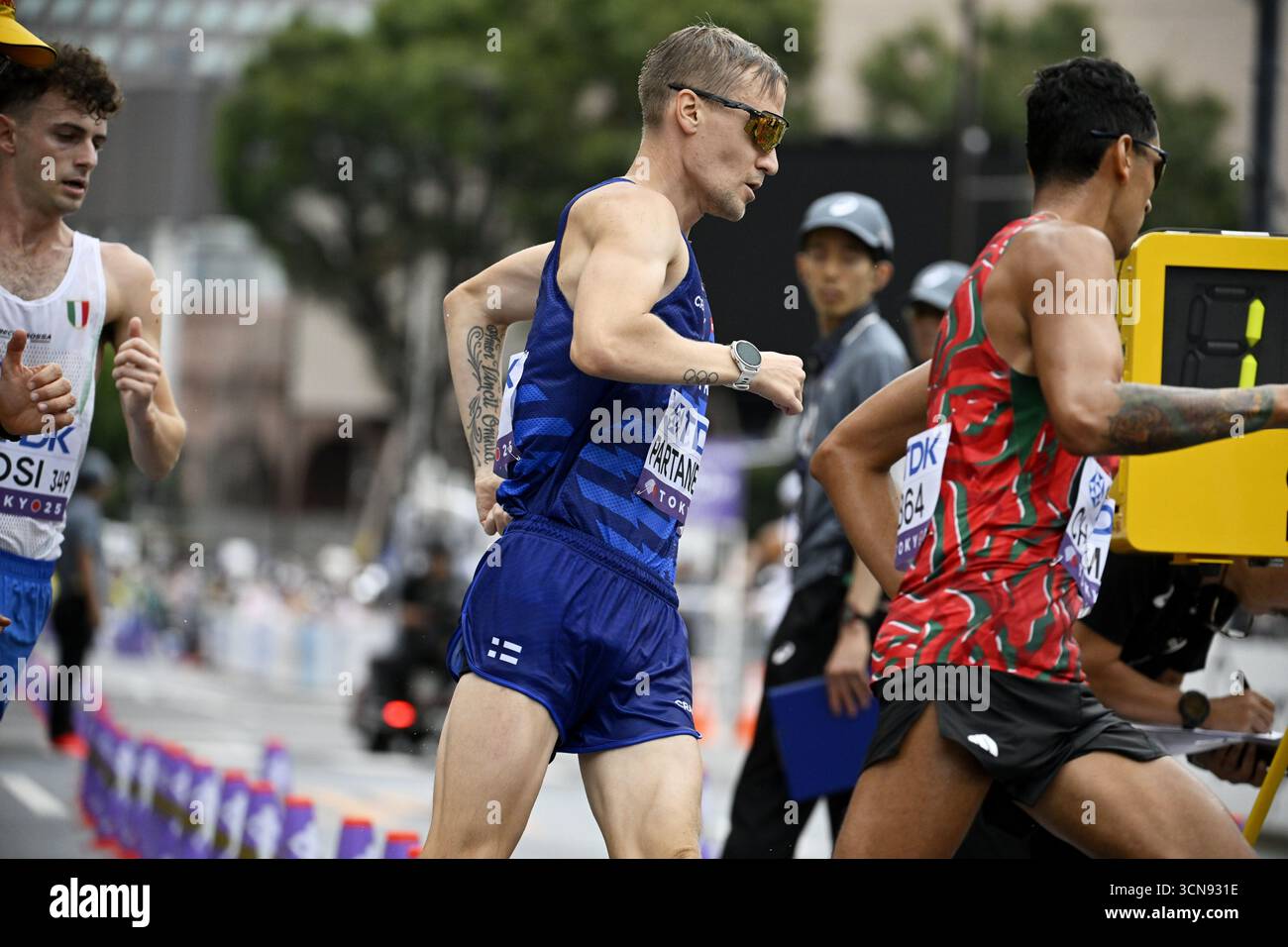Aku Partanen of Finland competes during the men's 20 km race walk at ...