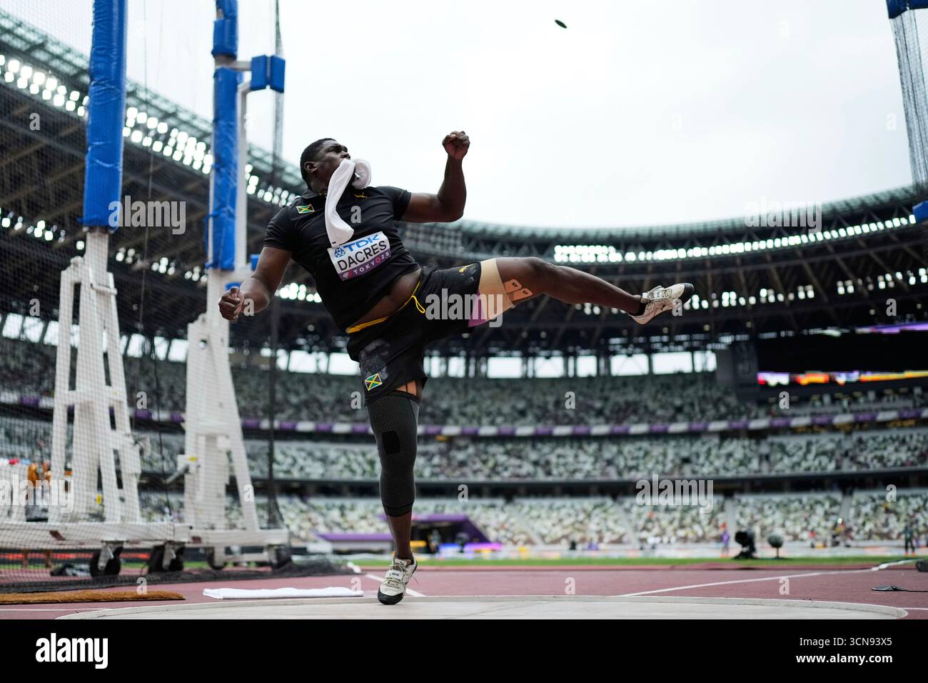Jamaica's Fedrick Dacres competes during the men's discus throw ...