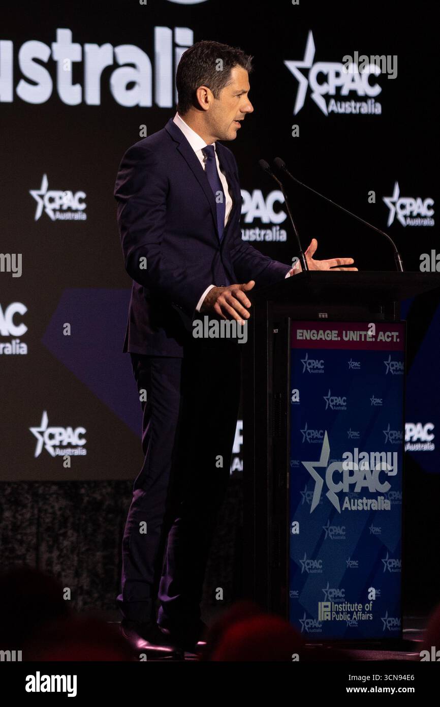 Liberal Senator Alex Antic speaks during the CPAC Conference, at the ...