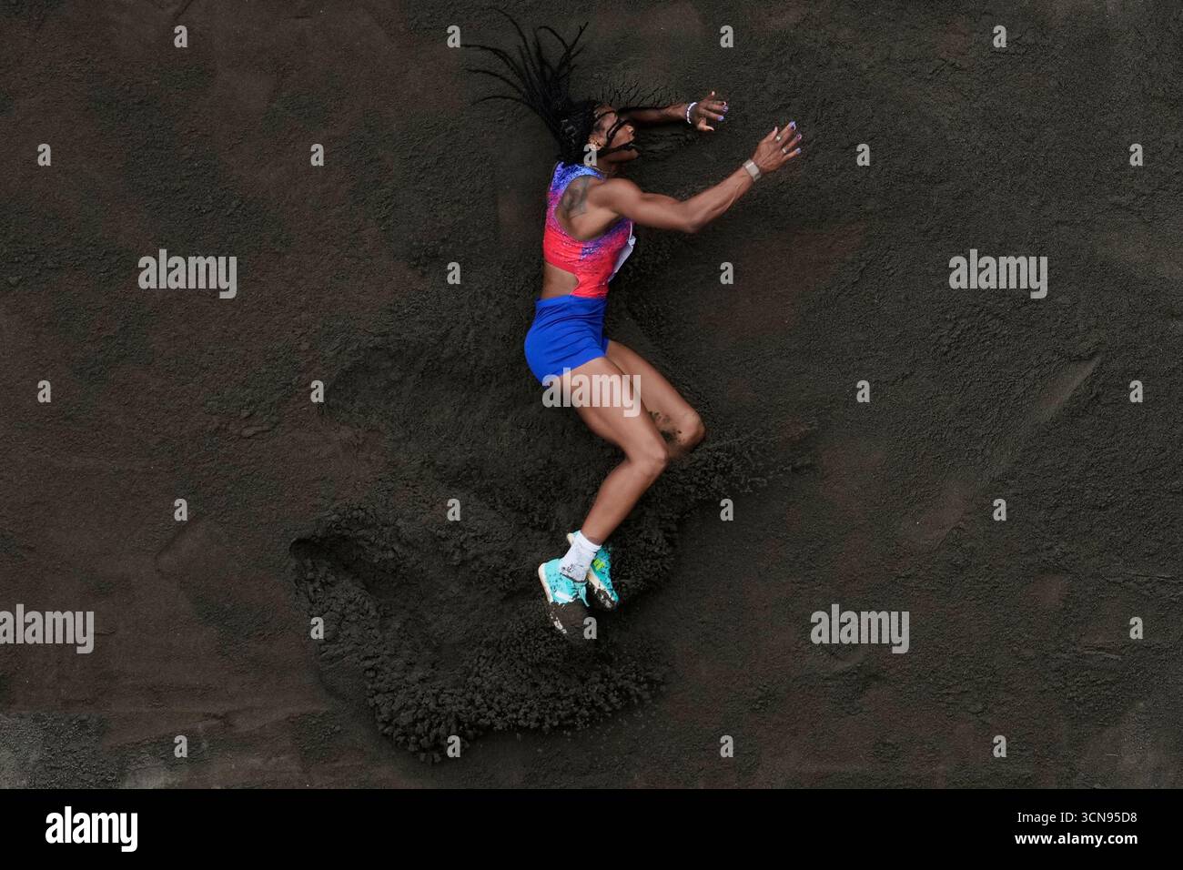 United States' Timara Chapman competes during the heptathlon long jump ...