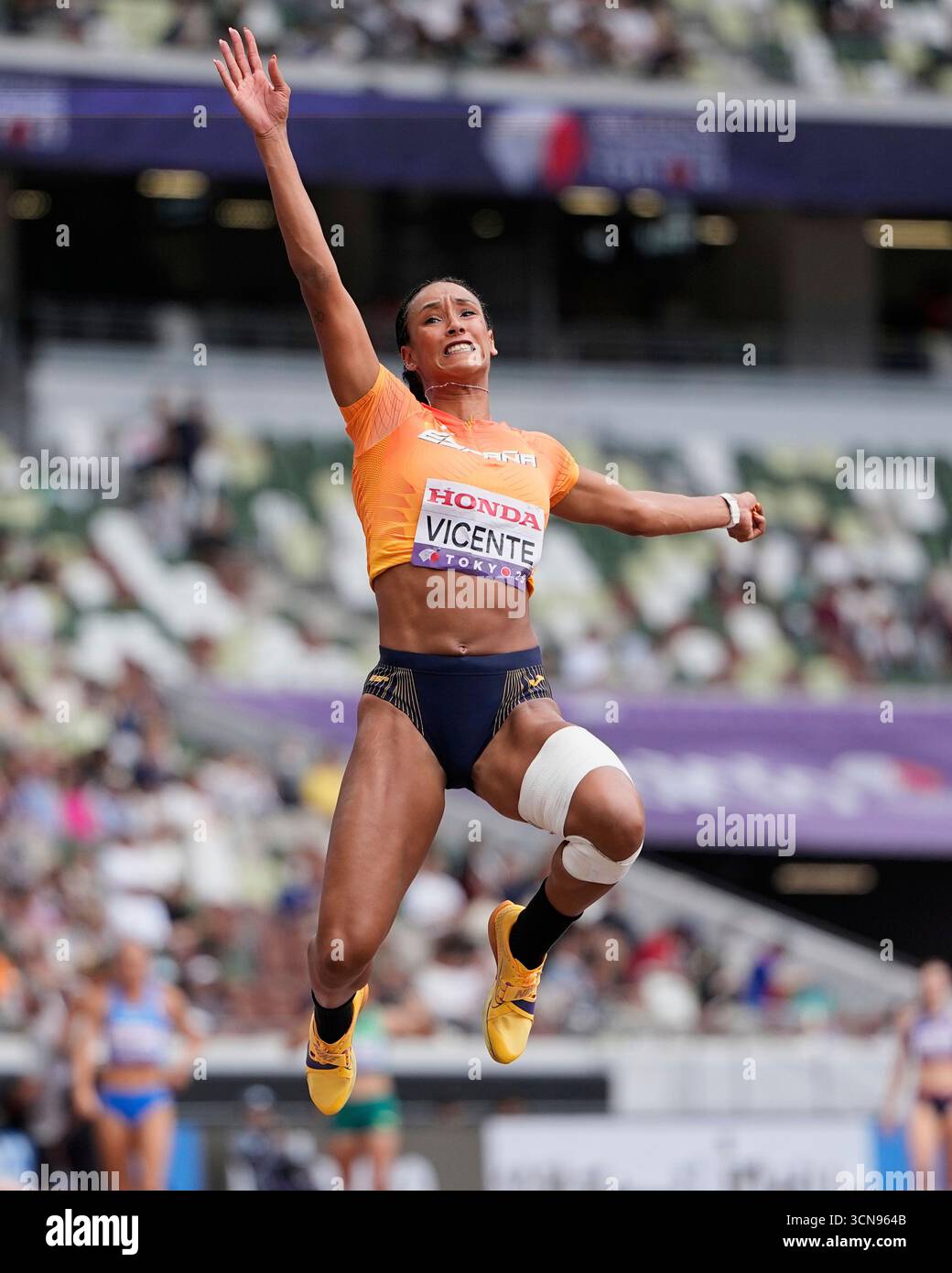 Spain's Maria Vicente competes in the heptathlon long jump at the World ...