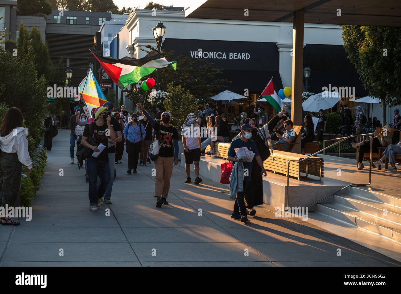 Seattle, USA. 19th Sep, 2025. Just after 6:00pm Pro Palestine ...