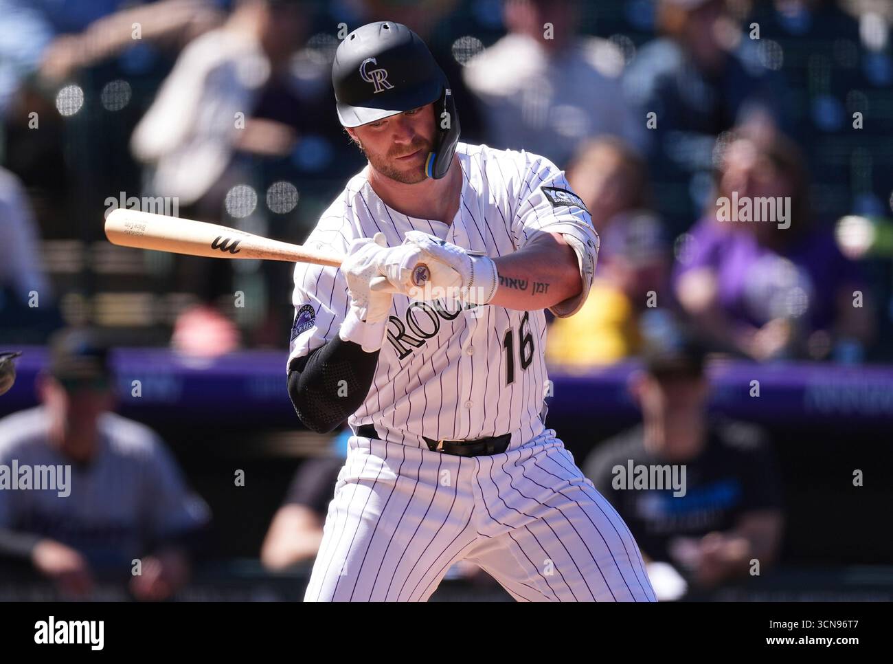 Colorado Rockies first baseman Blaine Crim (16) in the second inning of ...