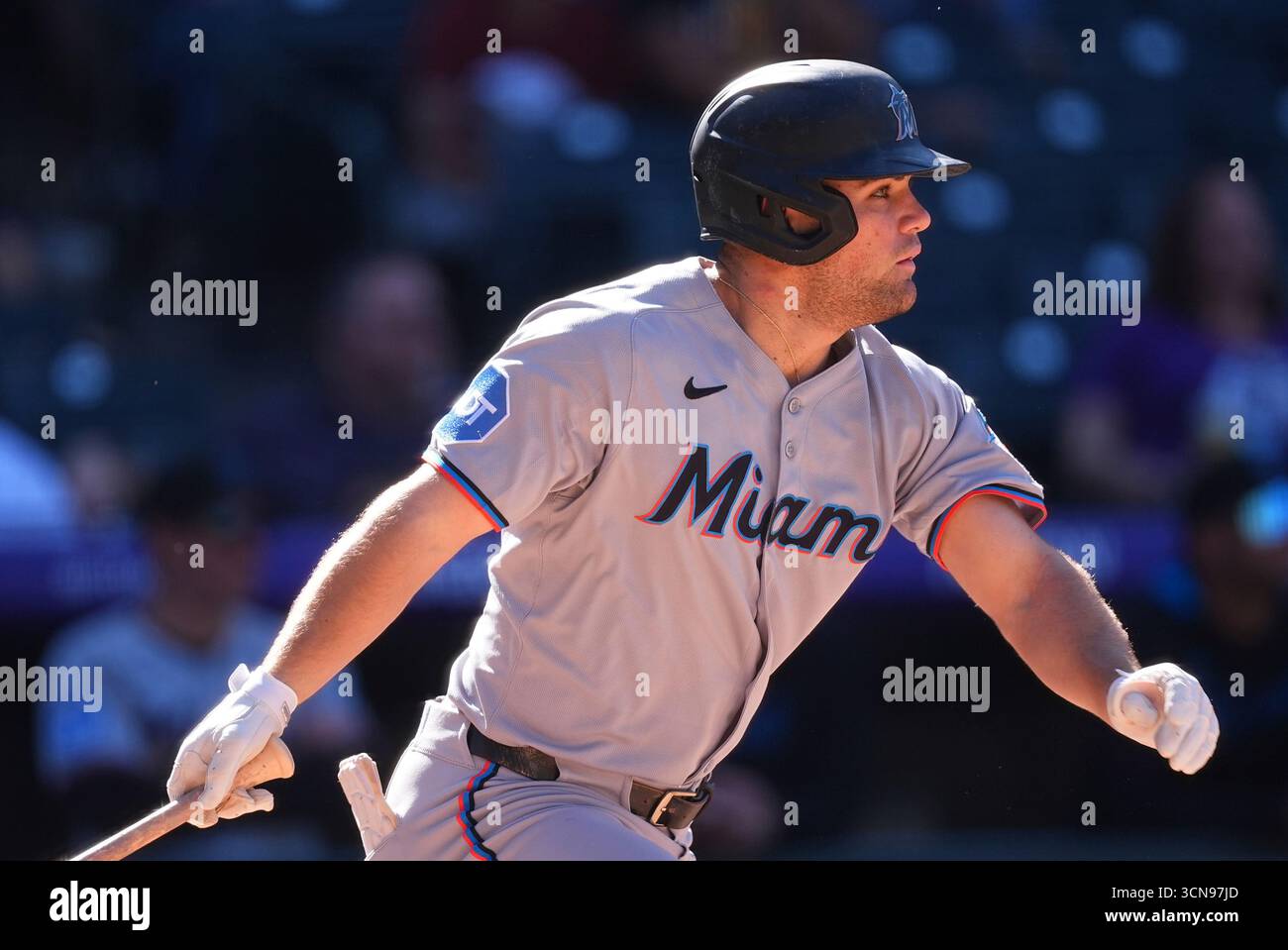 Miami Marlins center fielder Jakob Marsee (87) in the ninth inning of a ...