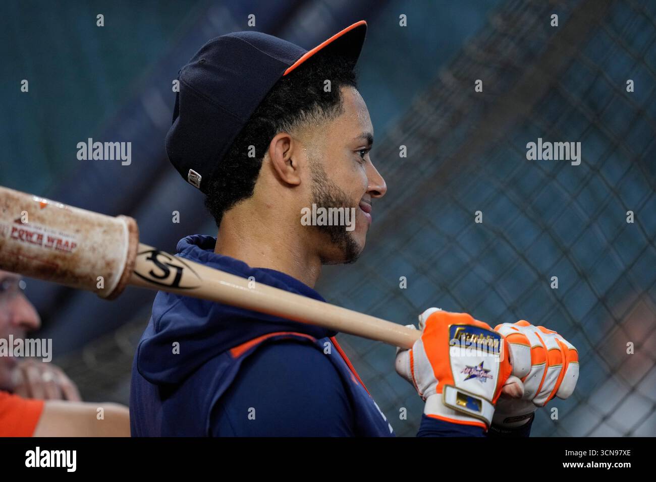Houston Astros shortstop Jeremy Peña (3) waits to take batting practice ...