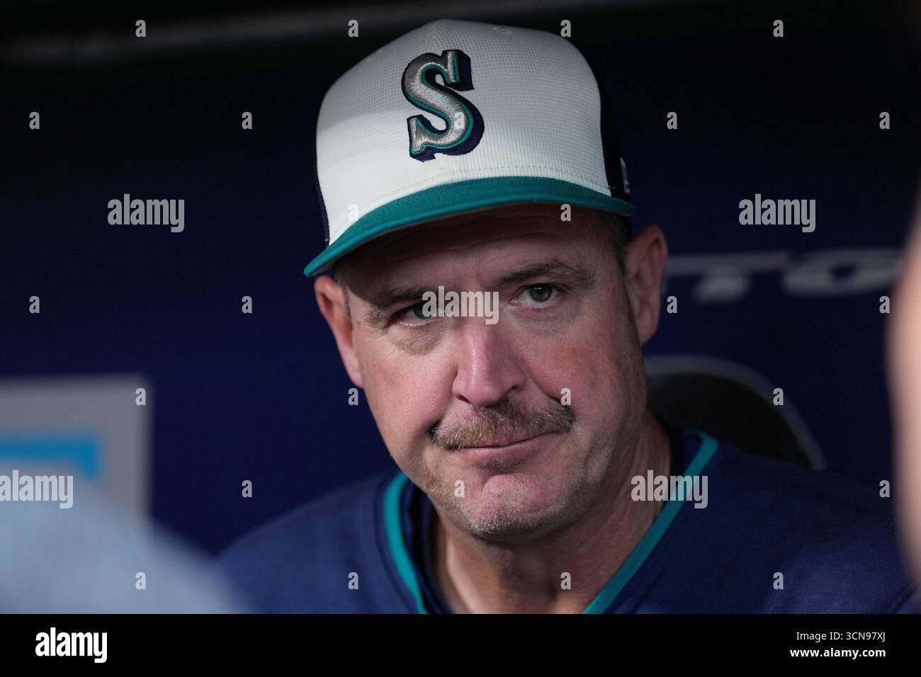 Seattle Mariners manager Dan Wilson (6) speaks with the media before a ...