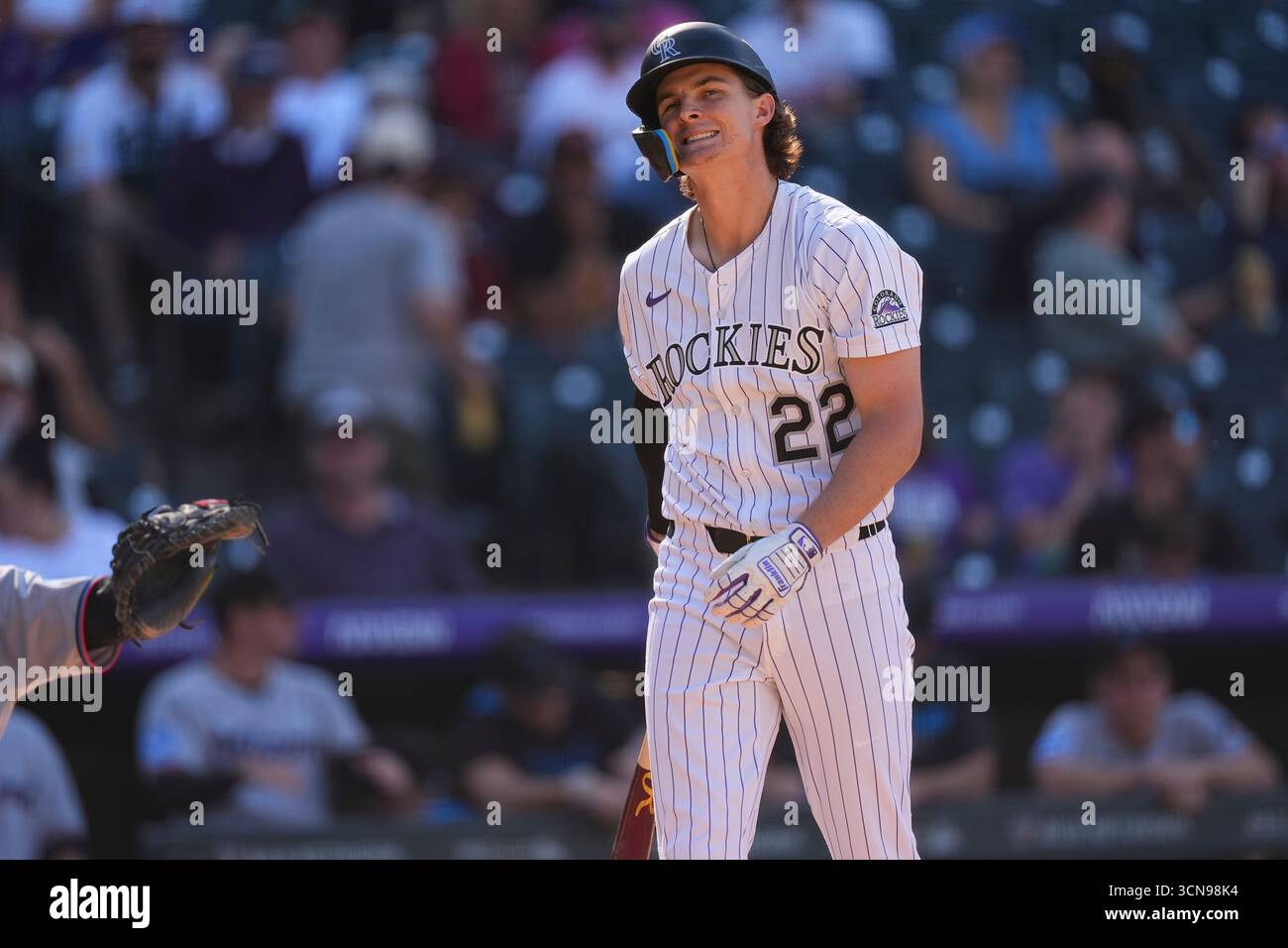 Colorado Rockies center fielder Mickey Moniak (22) in the ninth inning ...