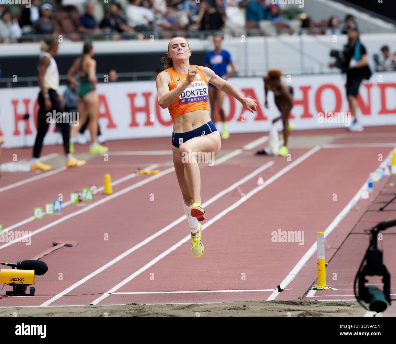 Sofie Dokter of the Netherlands competing in the Women's Heptathlon ...