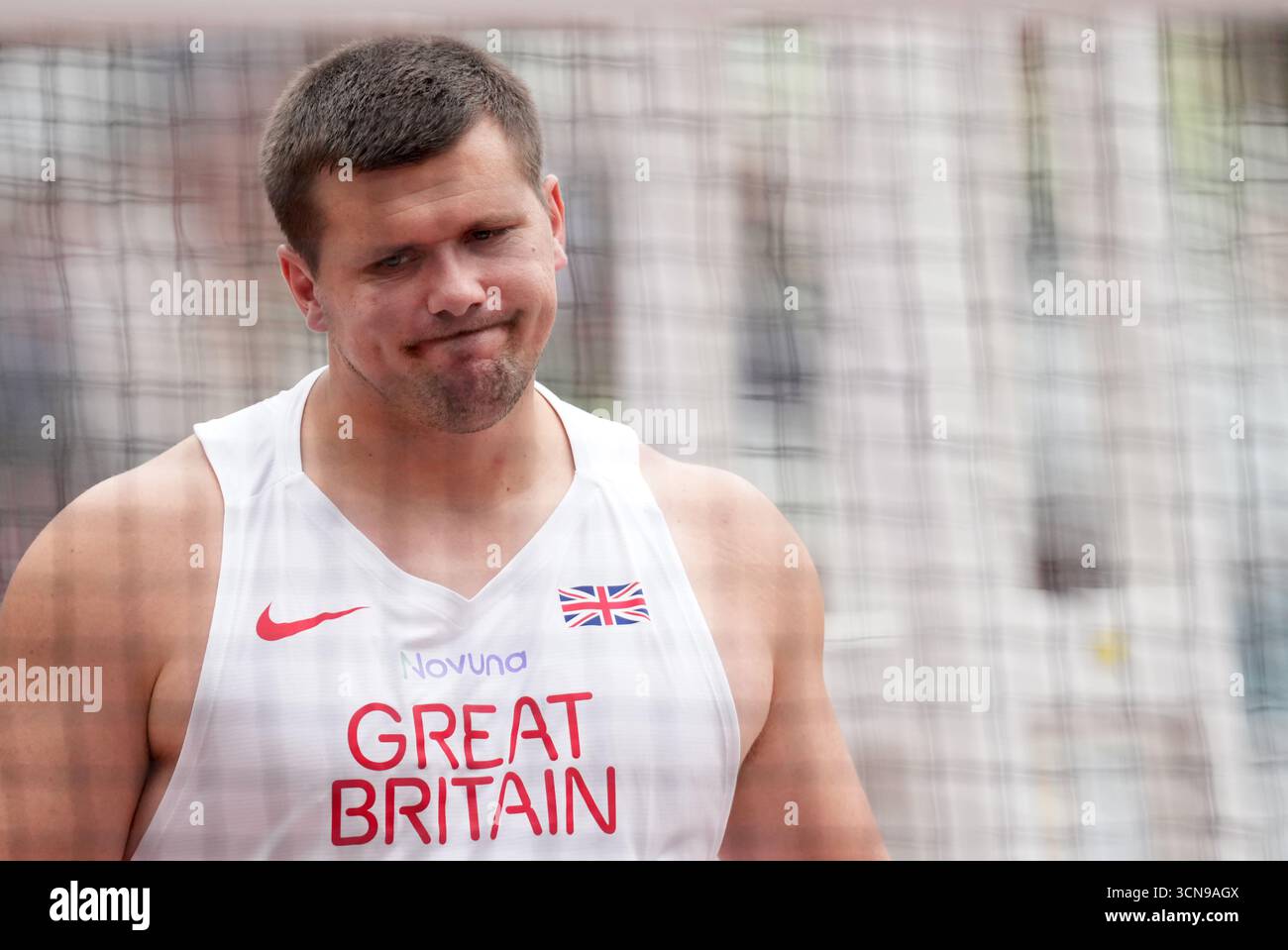 Great Britain's Nick Percy competes in the Men's Discus qualifying, on ...