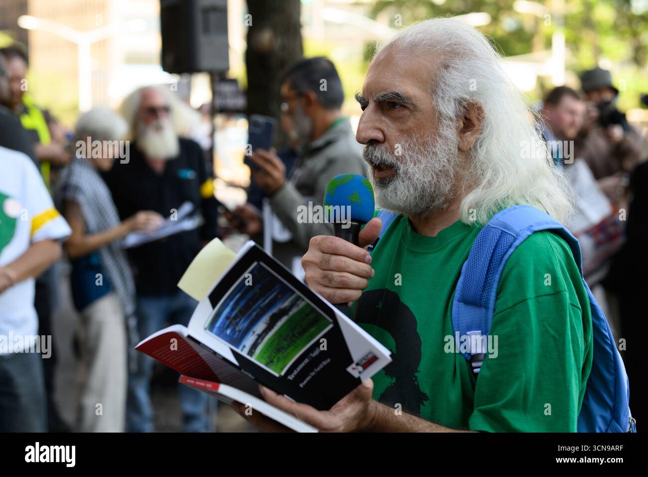 Palestinian poet Farid Bitar reads a poem from his book "Testament ...