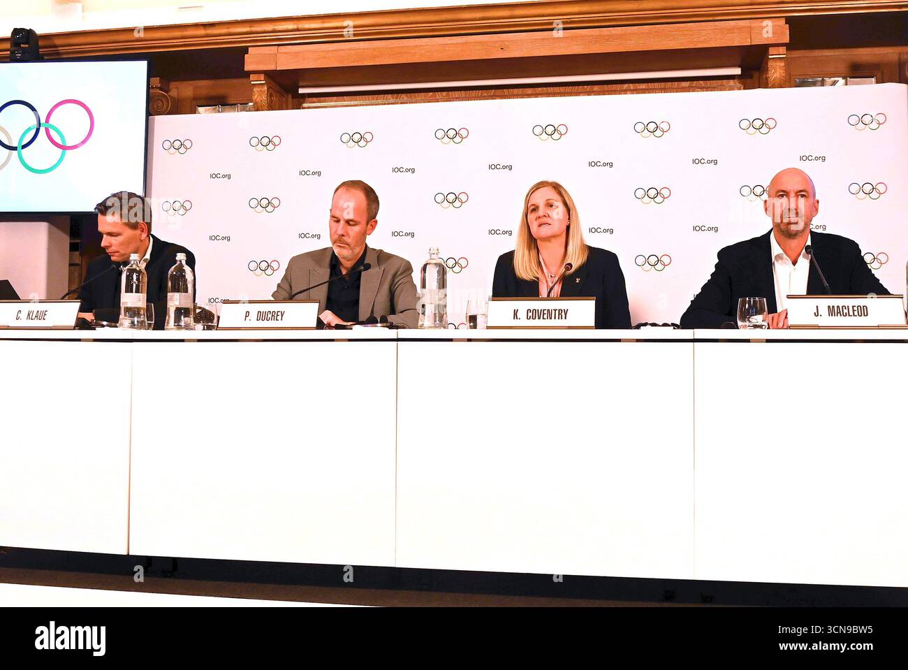 Milan, IOC press conference at the Westin Palace Hotel Christian Klaue, Pierre Ducrey, Kirsty ...