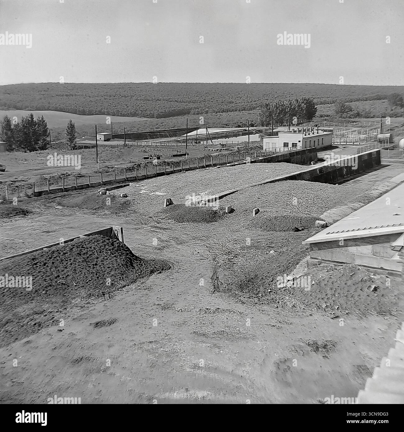 A historical photograph from the 1980s, showing a panoramic view of the ...