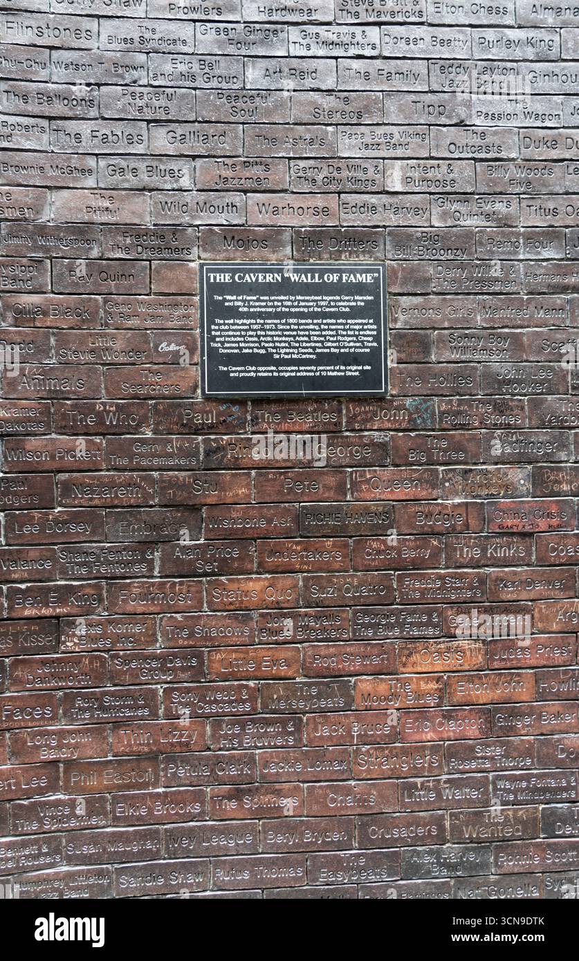 Cavern Club Wall of Fame, Mathew St, Liverpool, United Kingdom Stock ...