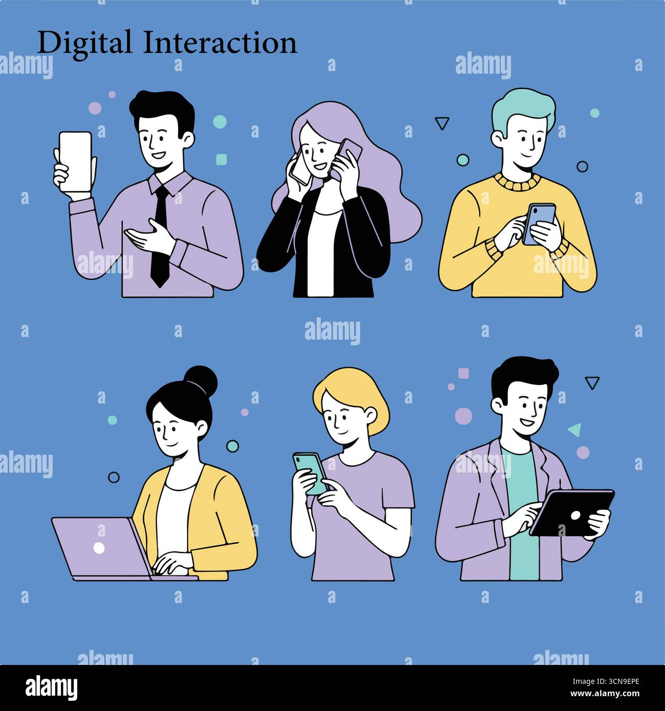 People in digital devices Stock Vector Images - Alamy