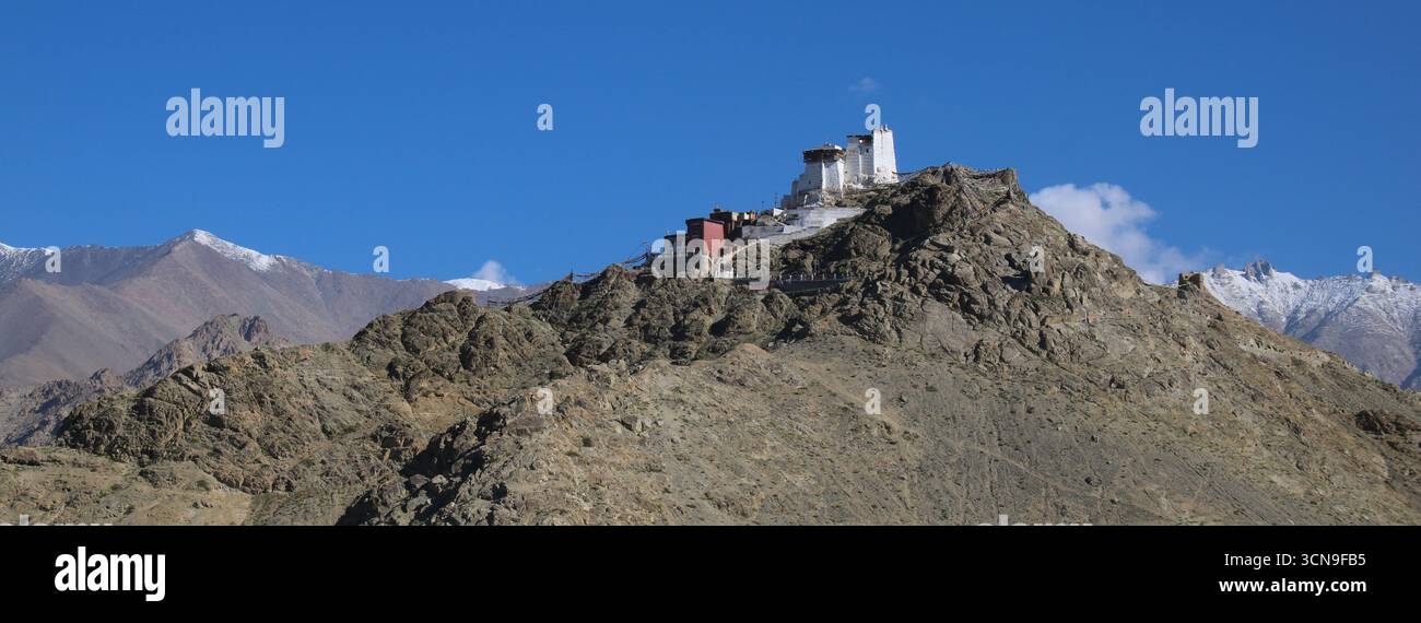 Tsemo Monastery and Tsemo castle appearing like an eagles nest, Leh ...