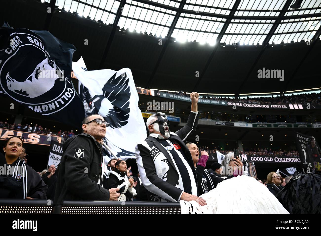 Collingwood supporters ahead of the AFL Preliminary Final match between ...