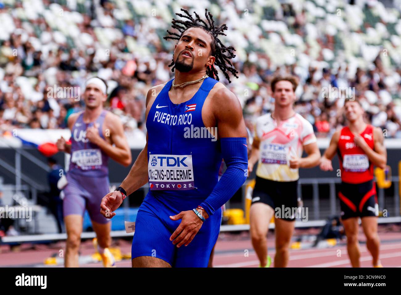 Ayden Owens-Delerme of Puerto Rico during the Decathlon Men's 100 ...