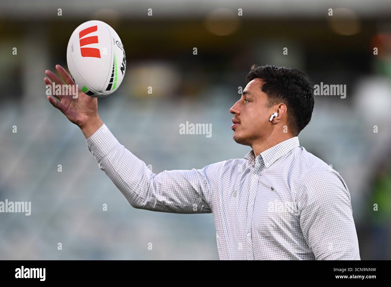 Joseph Tapine of the Raiders ahead of the NRL Semi-Final match between ...