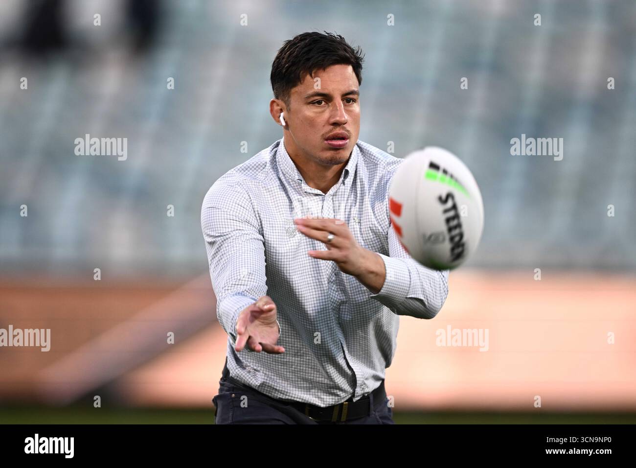 Joseph Tapine of the Raiders ahead of the NRL Semi-Final match between ...