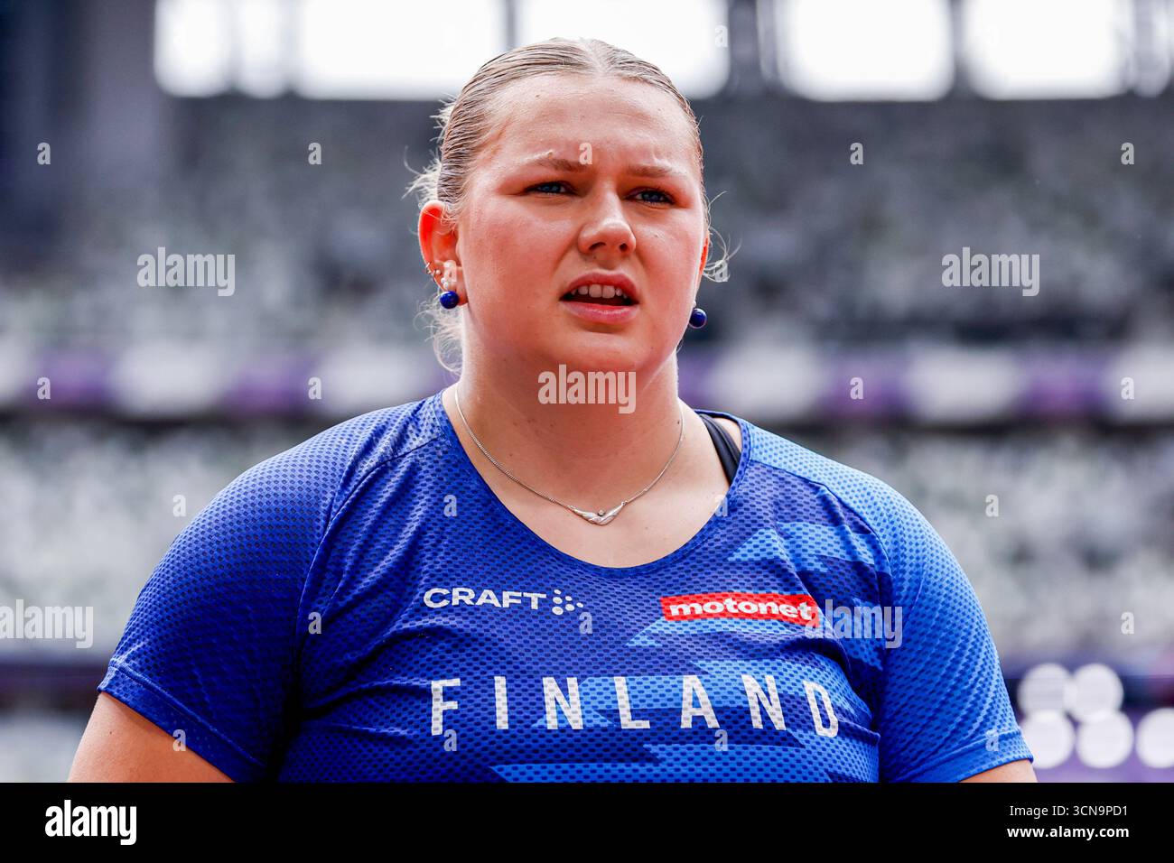 Emilia Kangas of Finland looks on after during the Women's Shot Put ...