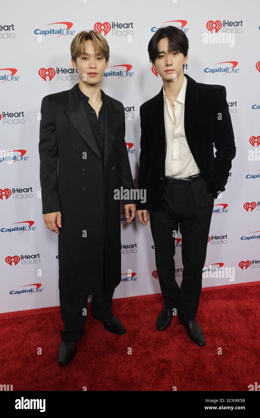 Sho Yonashiro and Keigo Sato of JO1 attend the 2025 iHeartRadio Music ...