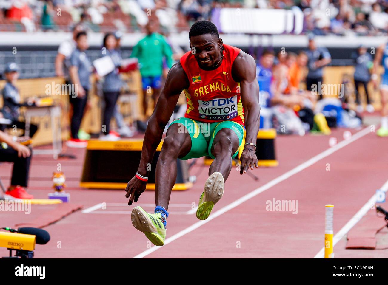 Lindon Victor of Grenada during the Decathlon Men's Long Jump during ...