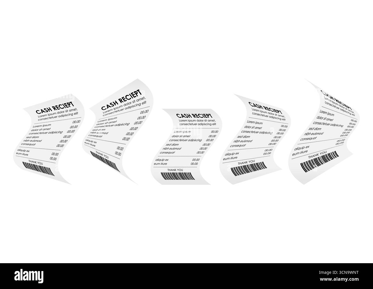 Cash Receipt or Shop Receipt. Vector Illustration Isolated on White ...