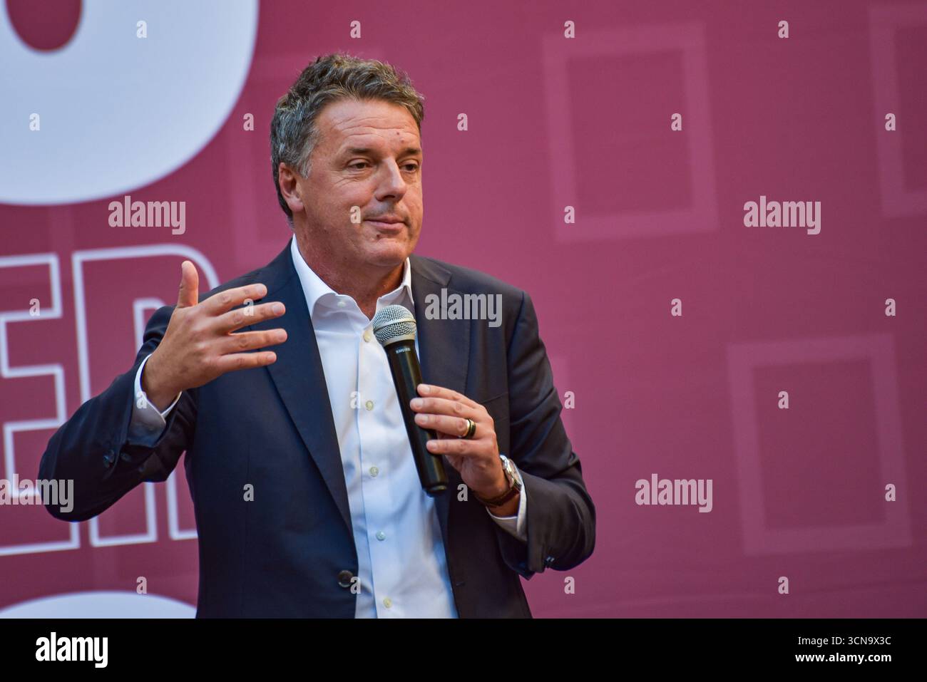Former Italian Prime Minister Matteo Renzi speaks on stage during the ...