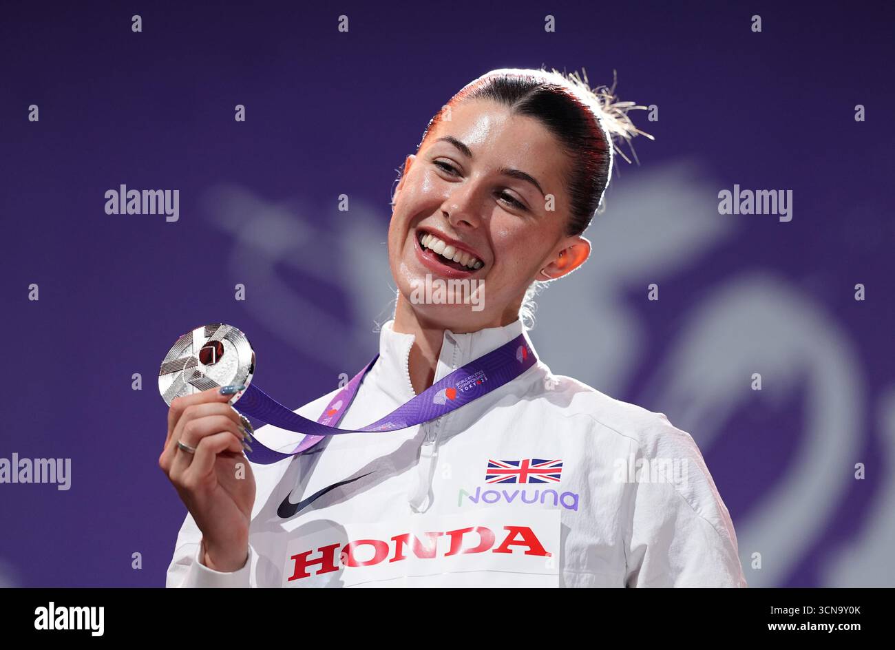 Great Britain's Amy Hunt on the podium with her silver medal for the ...