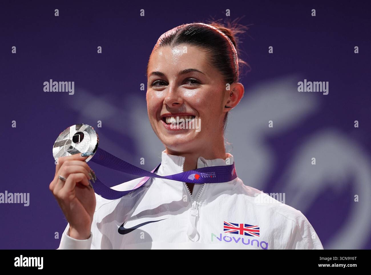 Great Britain's Amy Hunt on the podium with her silver medal for the ...