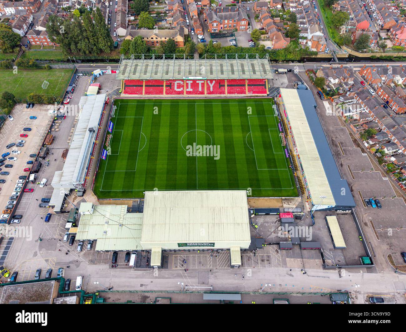 General aerial view of the Sincil Bank Stadium, home of Lincoln City ...