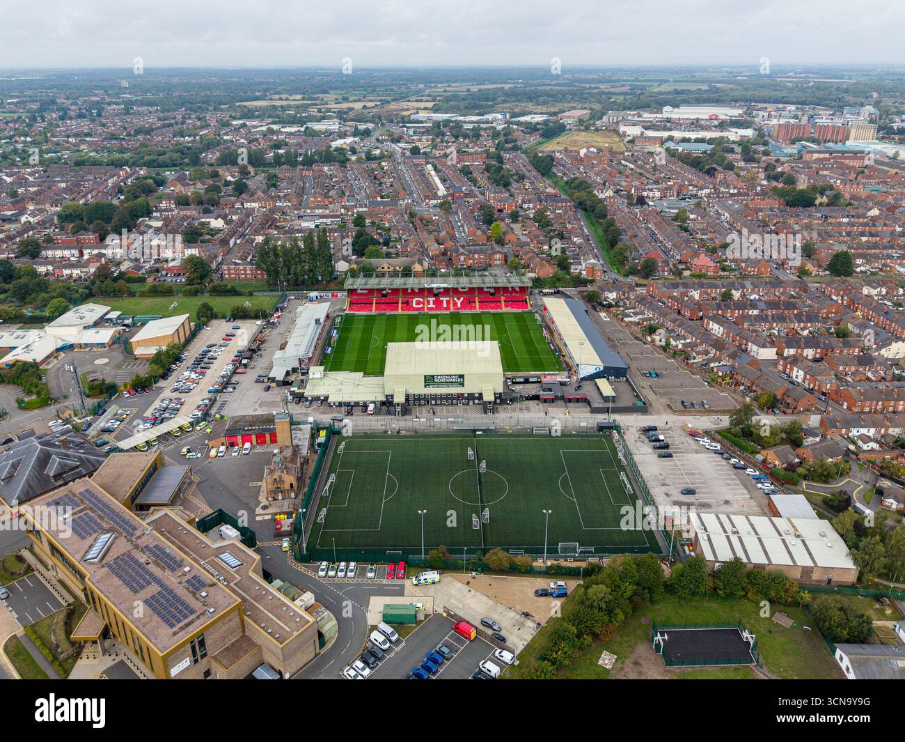 General aerial view of the Sincil Bank Stadium, home of Lincoln City ...