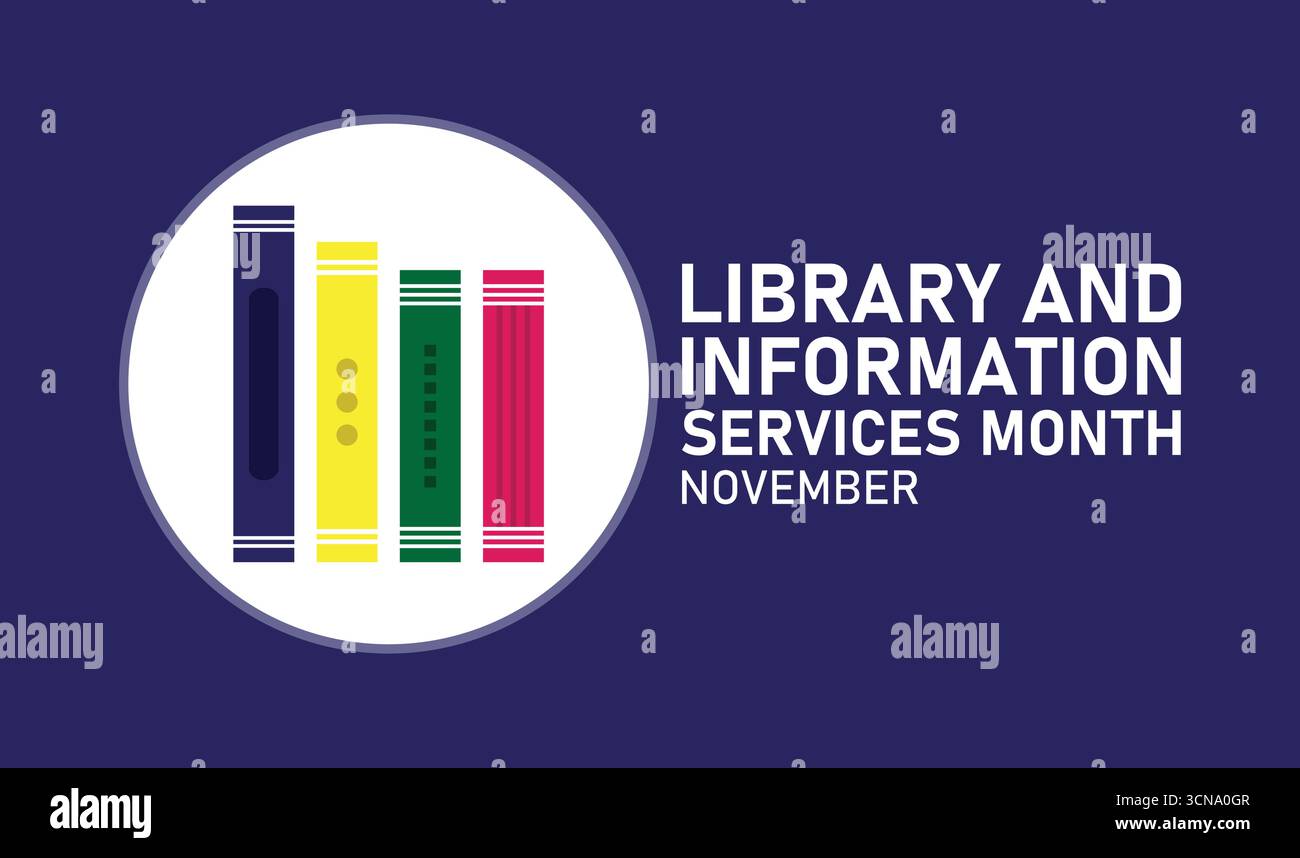 Library And Information Services Month November. Background, poster ...