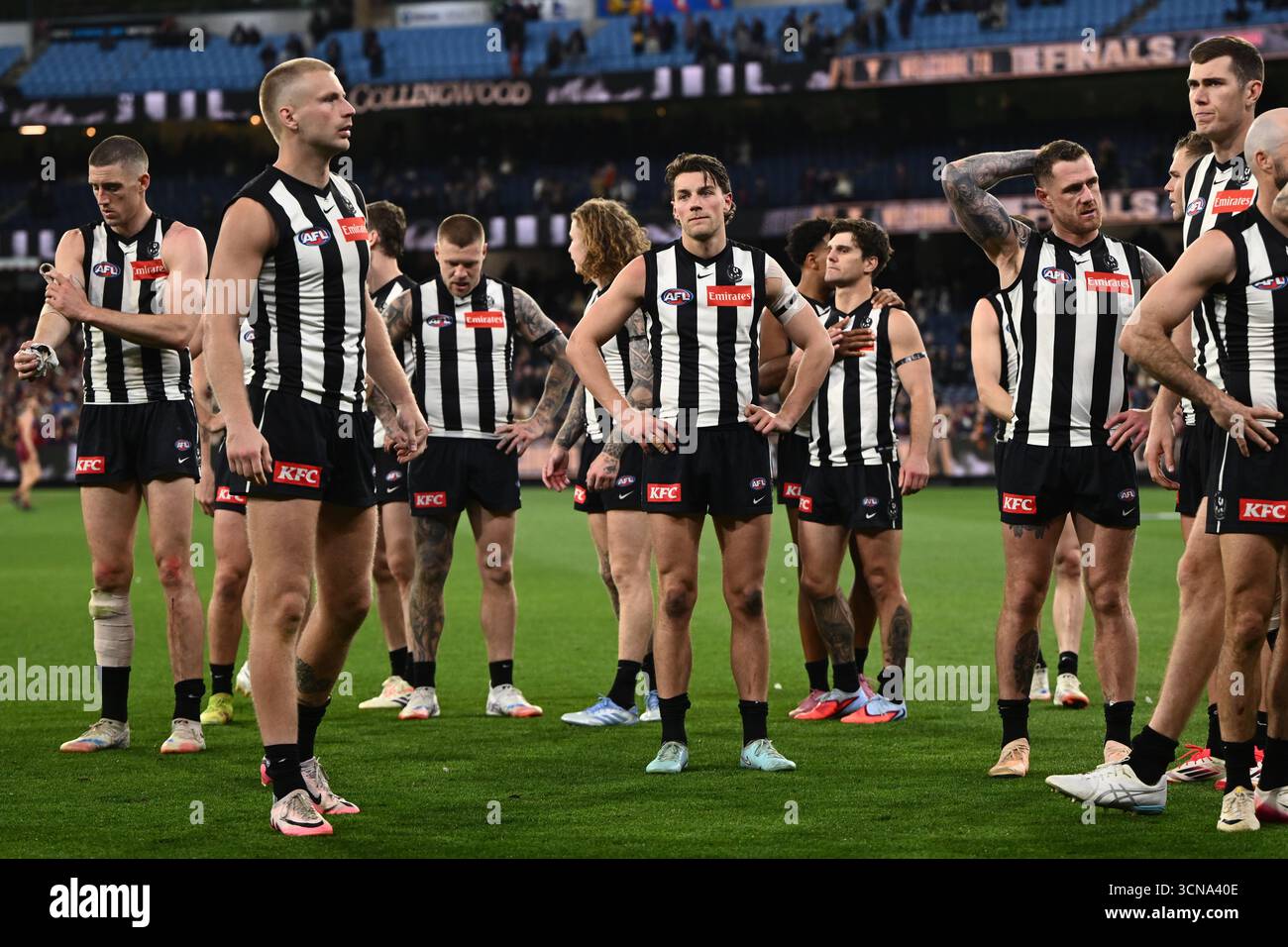 Patrick Lipinski of Collingwood reacts following the AFL Preliminary ...