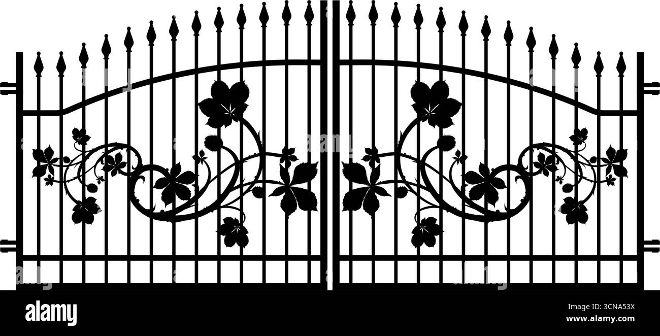 Wrought iron gate silhouette, vector illustration Stock Vector Image ...