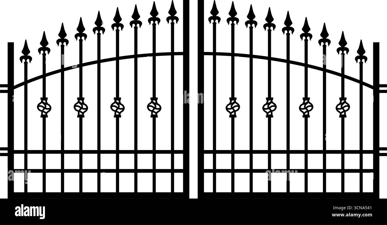 Wrought iron gate silhouette, vector illustration Stock Vector Image ...