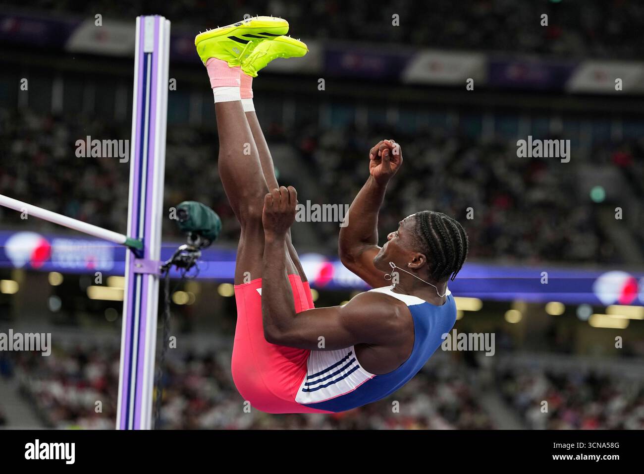 France's Makenson Gletty competes in the decathlon high jump at the ...