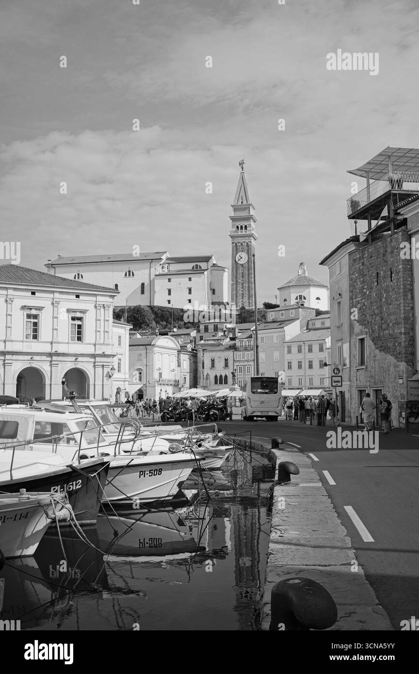Harbor in piran slovenia Black and White Stock Photos & Images - Alamy