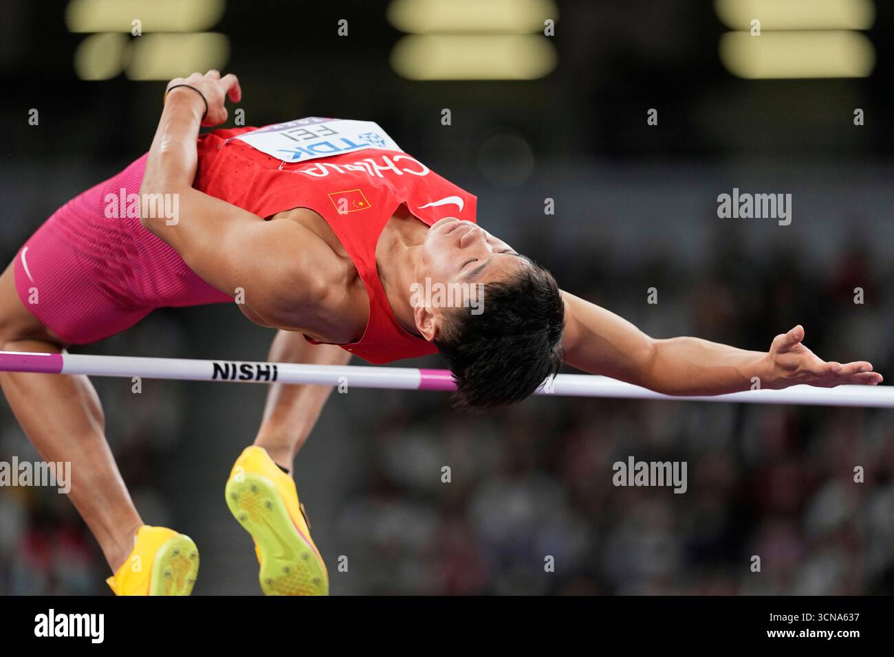 China's Fei Xiang competes in the decathlon high jump at the World ...