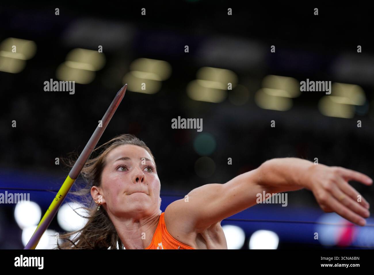Netherlands' Emma Oosterwegel makes an attempt in the heptathlon ...