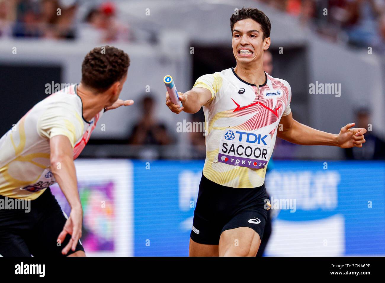 Jonathan Sacoor of Belgium and Dylan Borlée of Belgium during the Men's ...
