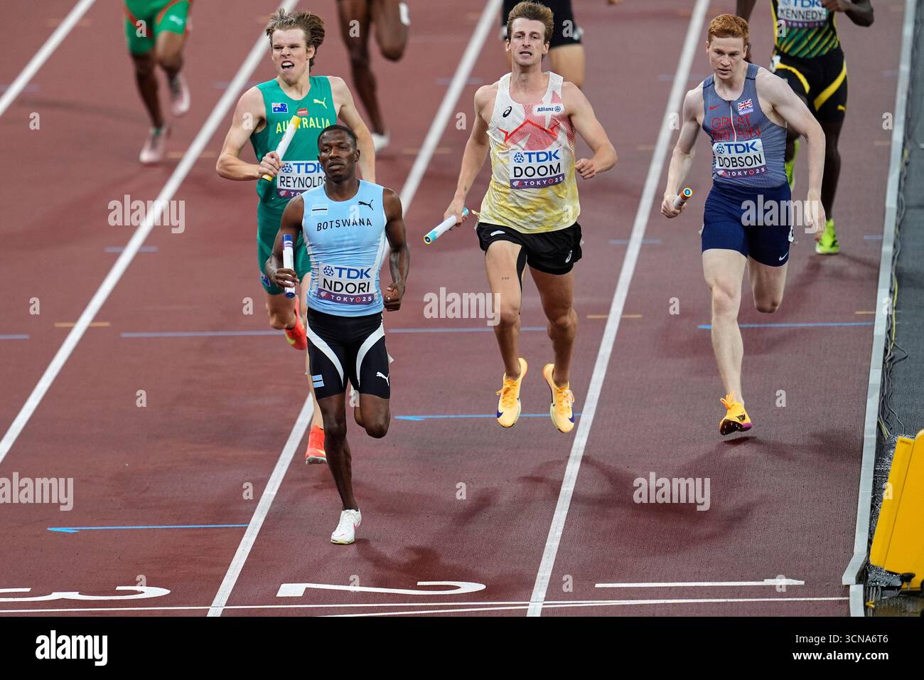 Botswana's Bayapo Ndori competes with Australia's Thomas Reynolds ...