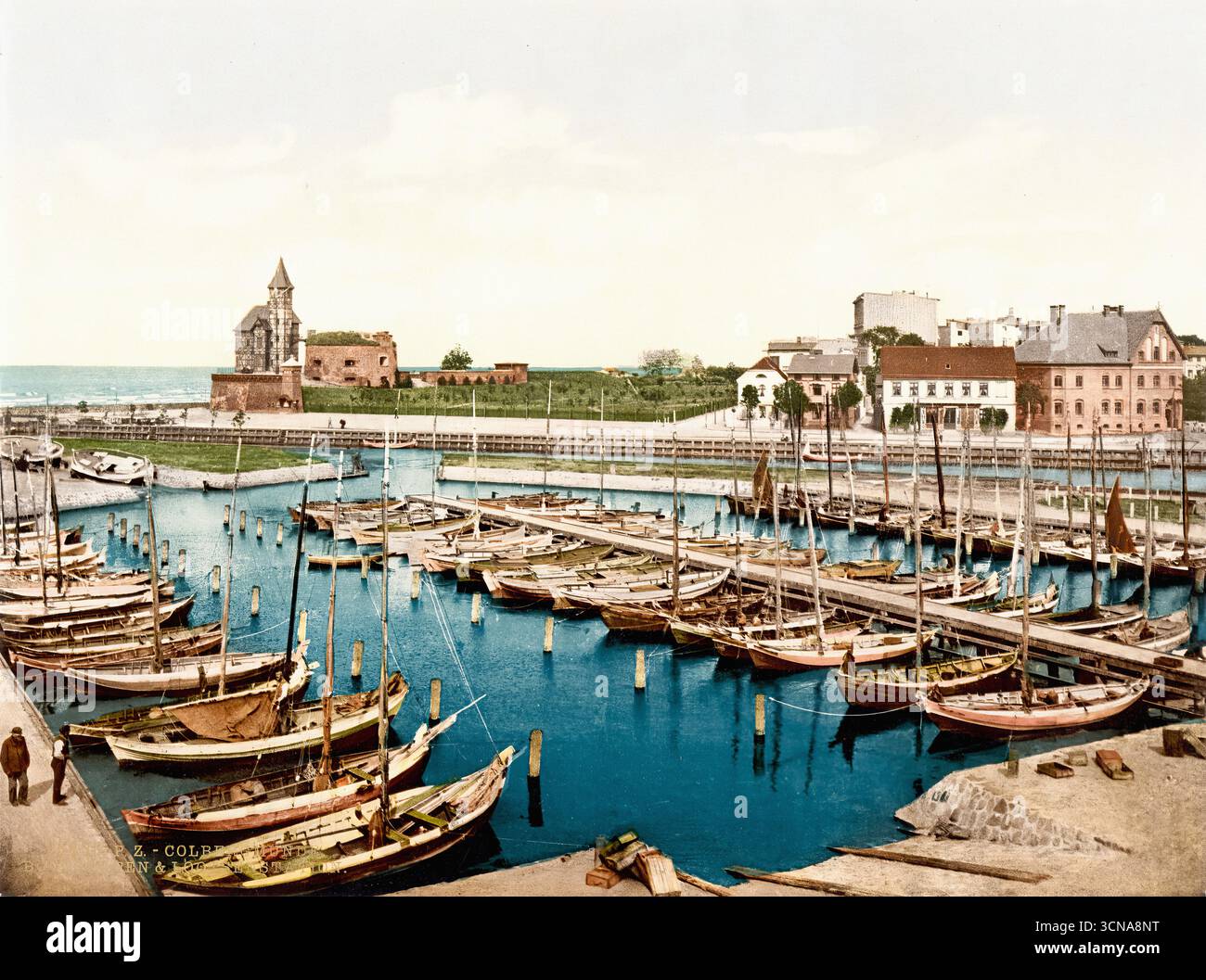 Harbor and pilot station, Colberg, Pomerania, ca. 1895 - 19th century ...